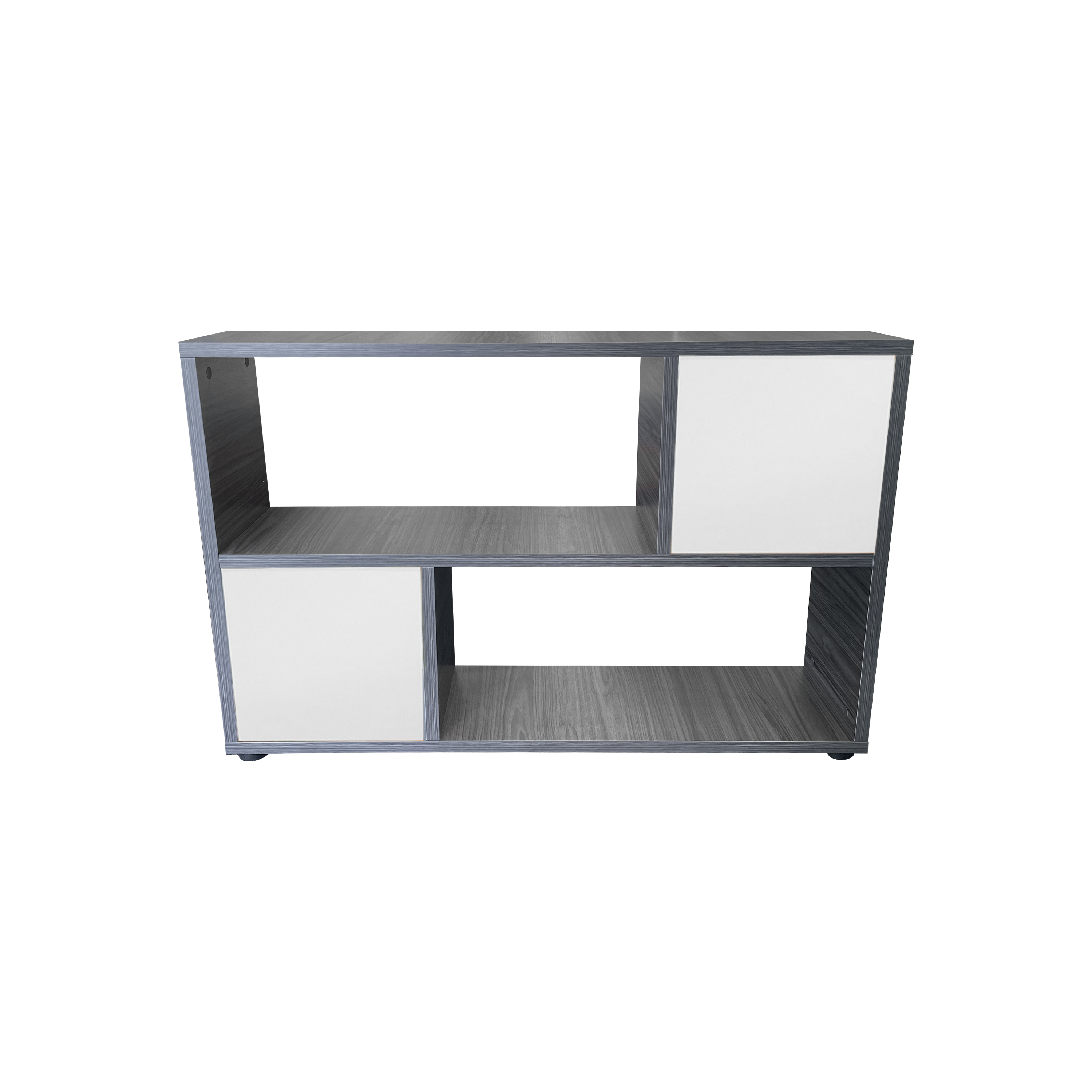 Parete 2 Tier Shelving, Slate Grey Walnut and White, 1200x300x800mm ...