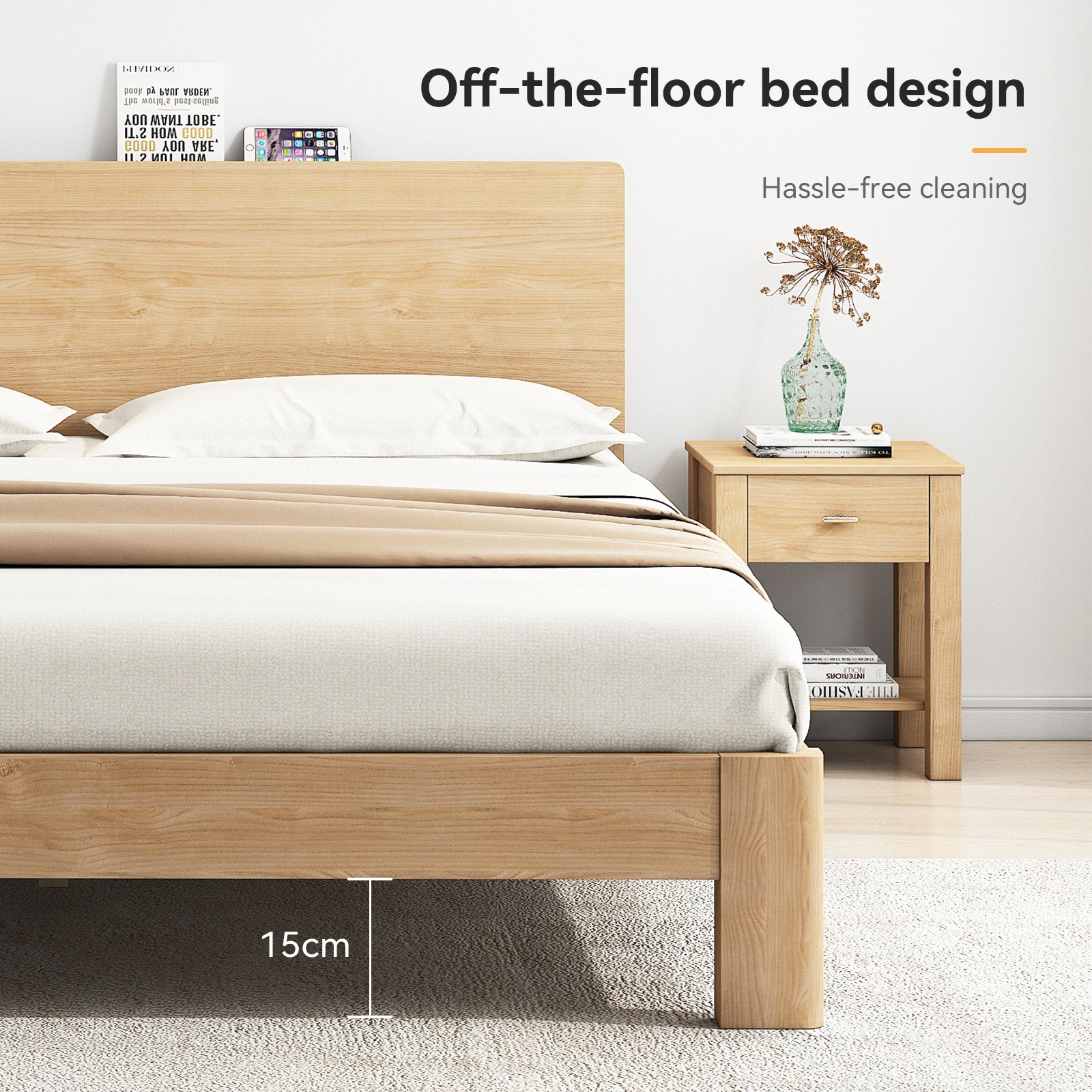 Modena Bed Frame, Queen, Oak